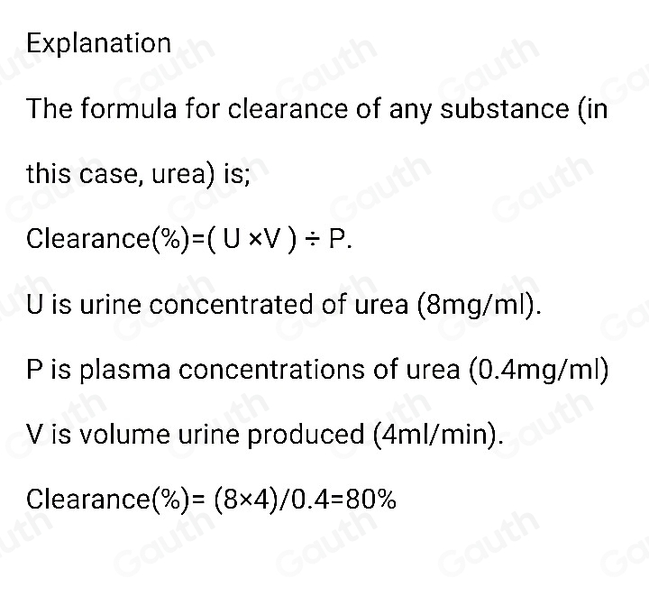 Solved: A hospital patient produces 4 mL/min of urine with a urea ...