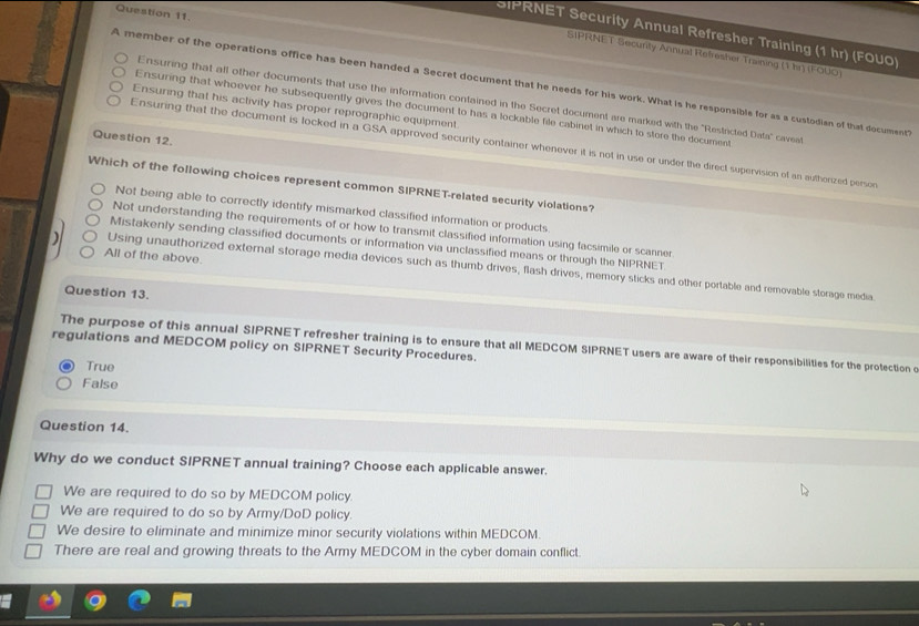 Solved: IPRNET Security Annual Refresher Training (1 hr) (FOUO) STPRNET ...