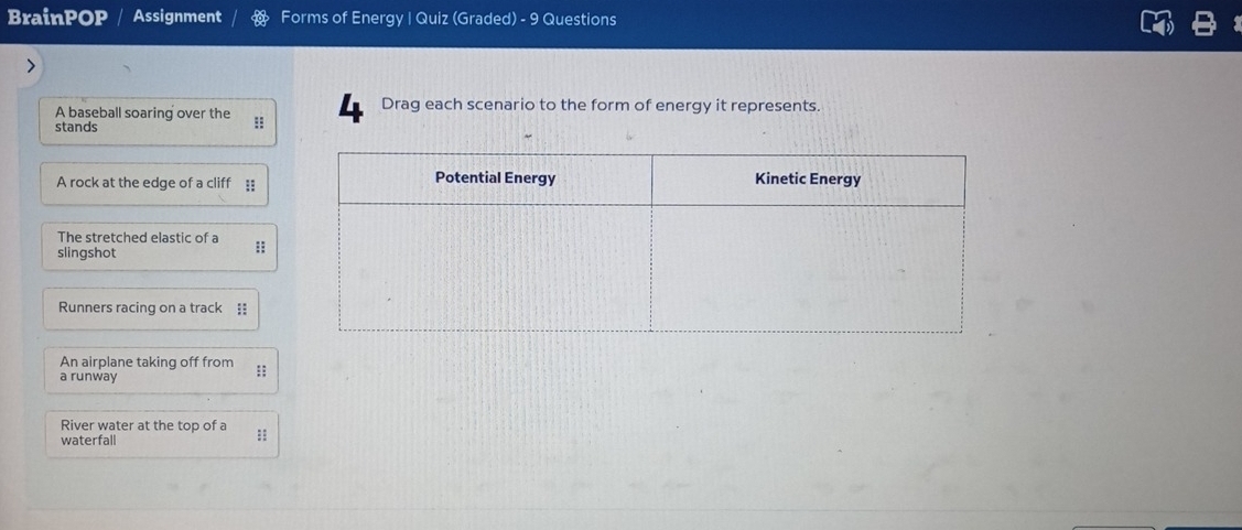 Solved: BrainPOP / Assignment Forms of Energy | Quiz (Graded) - 9 ...