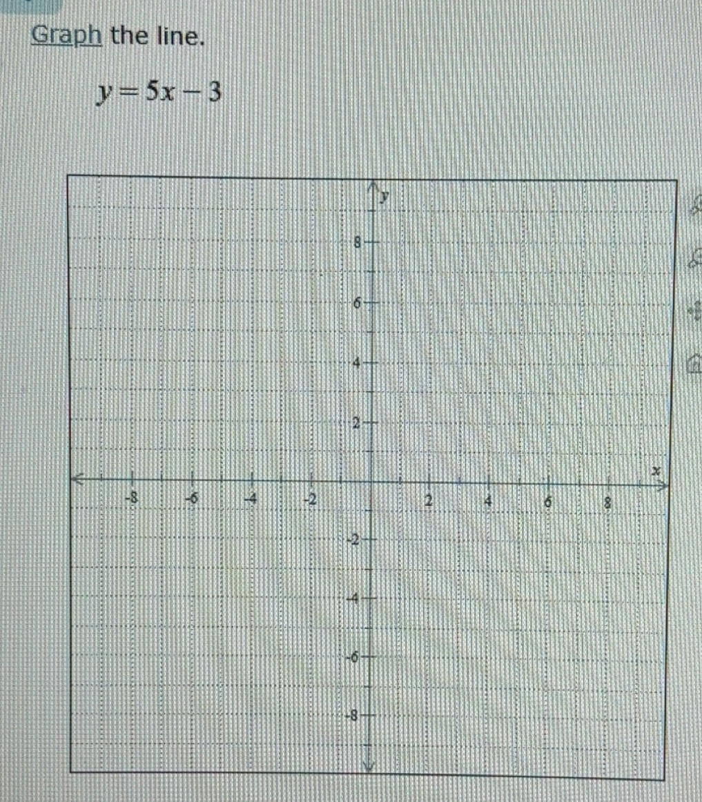 Solved: Graph the line. y=5x-3 [Math]