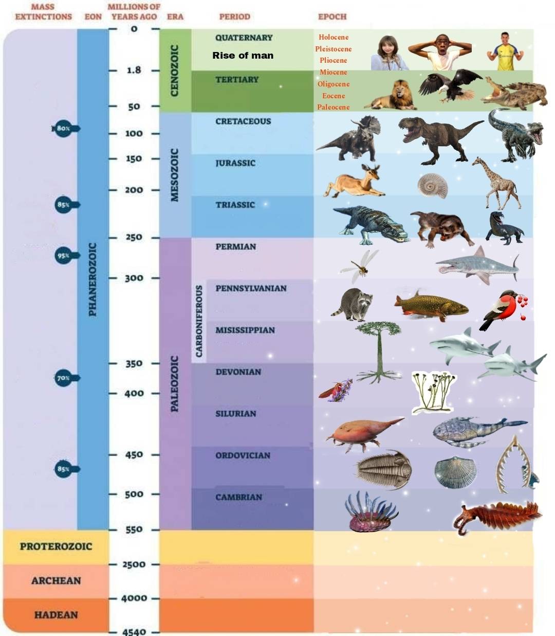 Solved: MASS MILLIONS OF EXTINCTIONS EON YEARS AGO ERA PERIOD EPOCH ...