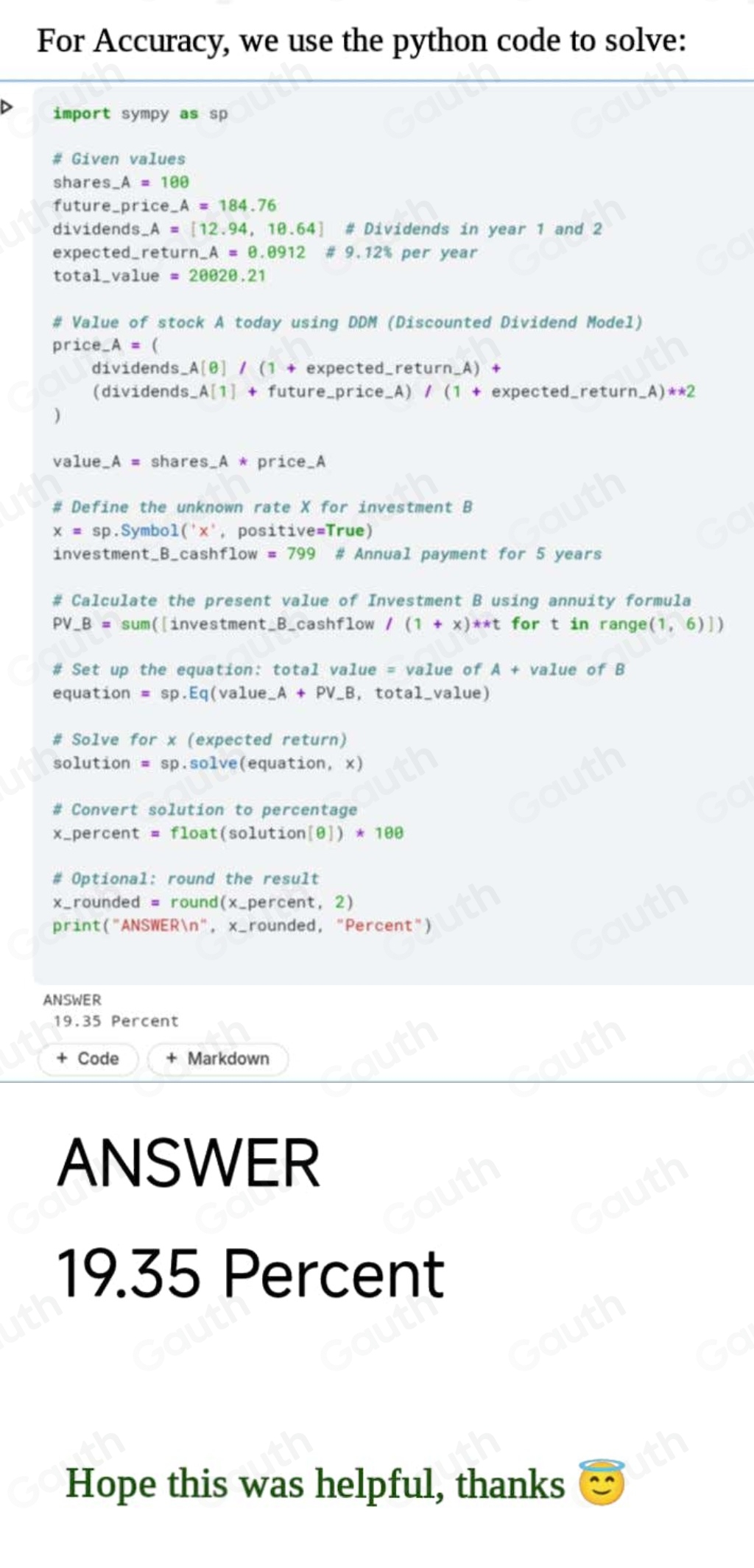 Solved: Check my w 34 You have 100 shares of stock A and 1 investment B ...