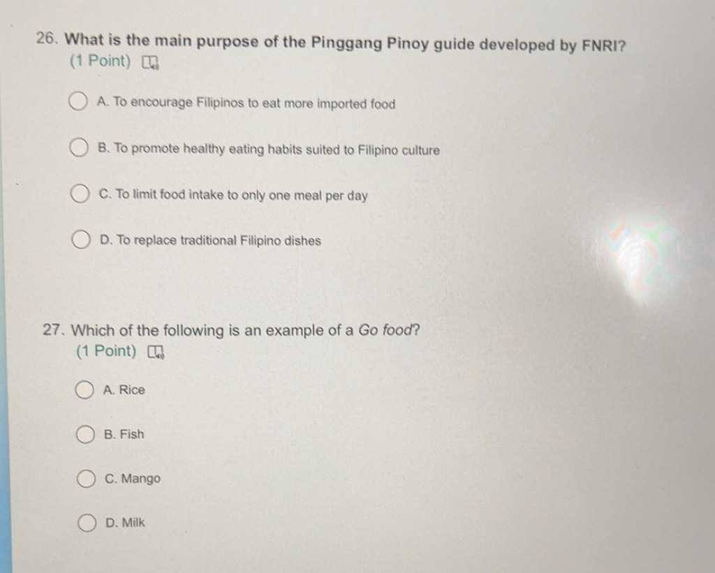 Solved: What is the main purpose of the Pinggang Pinoy guide developed ...
