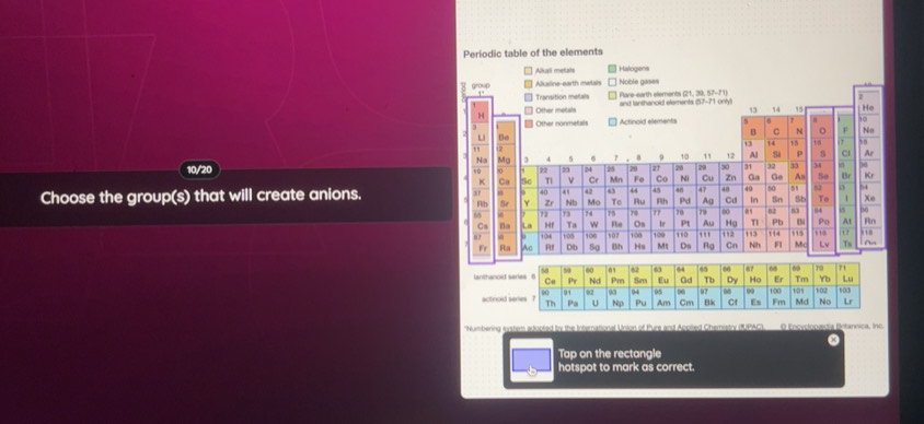 Solved: Periodic table of the elements Alkari metats Halogens group ...