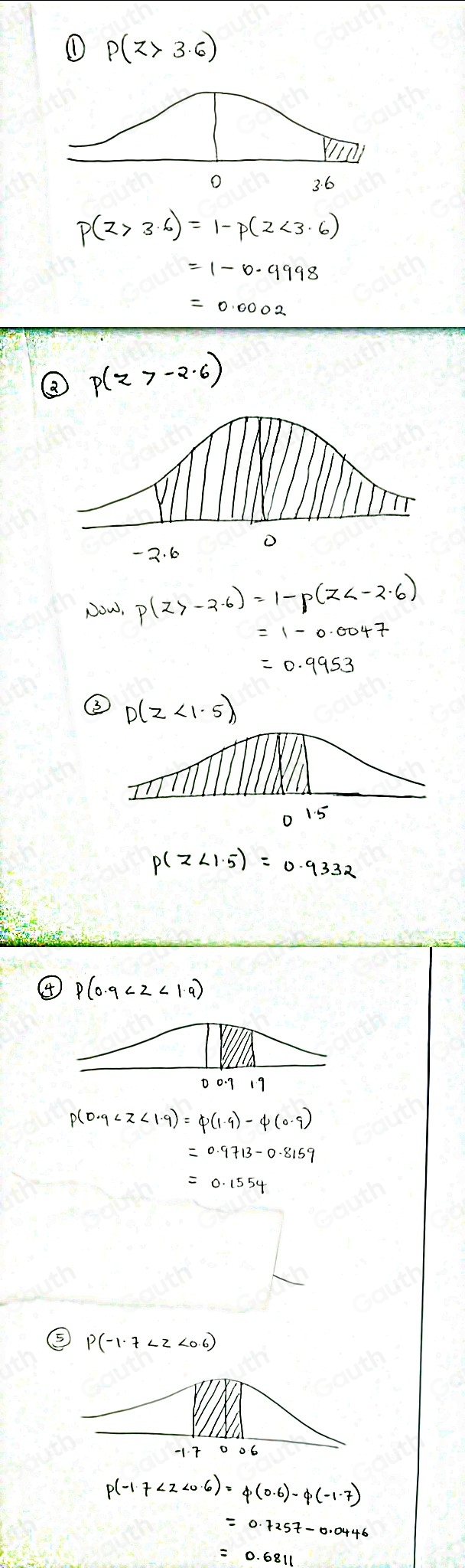 Solved: Using tables to calculate probabilities from the normal distribution Use the following ...