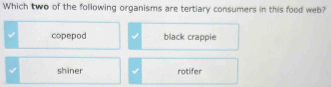 Solved: Which two of the following organisms are tertiary consumers in ...