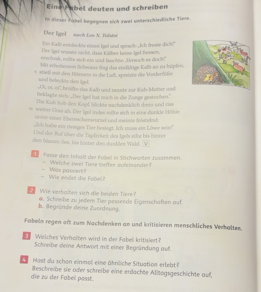 Gelöst:Eine Fabel deuten und schreiben In dieser Fabel begegnen sich ...