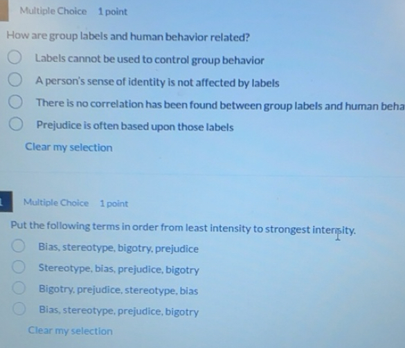 Solved: How are group labels and human behavior related? Labels cannot ...