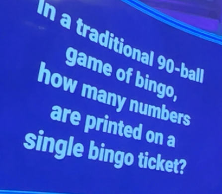 Solved: In a traditional 90 -bal game of bingo, how many numbers are ...