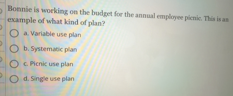 Solved: Bonnie is working on the budget for the annual employee picnic ...