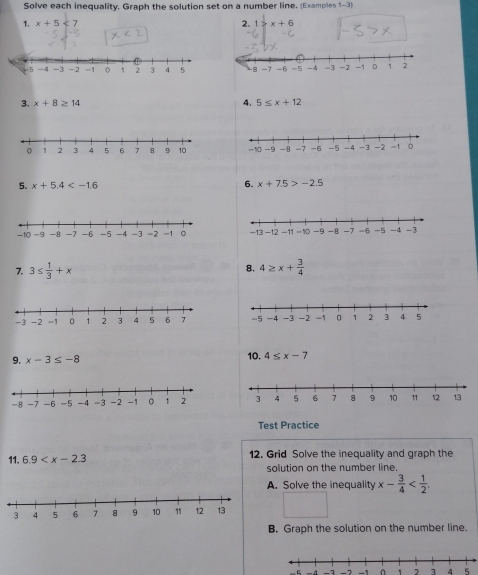 Solved: Solve each inequality. Graph the solution set on a number line ...
