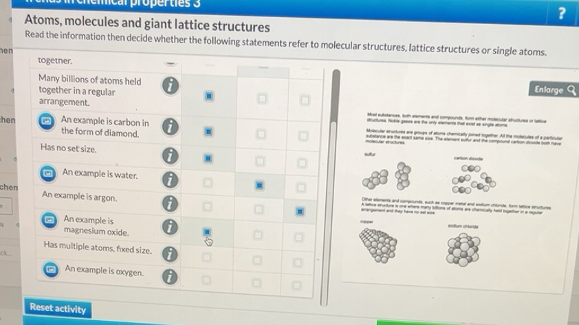 Solved: mcal proper ti o ? Atoms, molecules and giant lattice ...