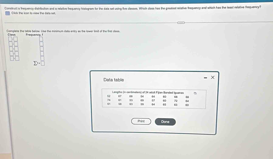 Solved: Construct a frequency distribution and a relative frequency histogram for the data set ...