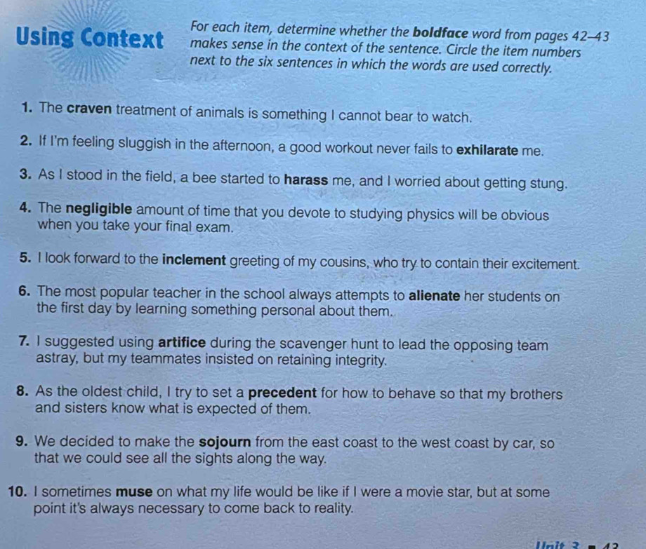 Solved: Using Context For each item, determine whether the boldface ...