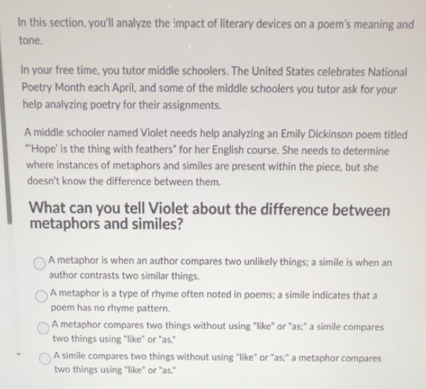 Solved: In this section, you'll analyze the impact of literary devices ...