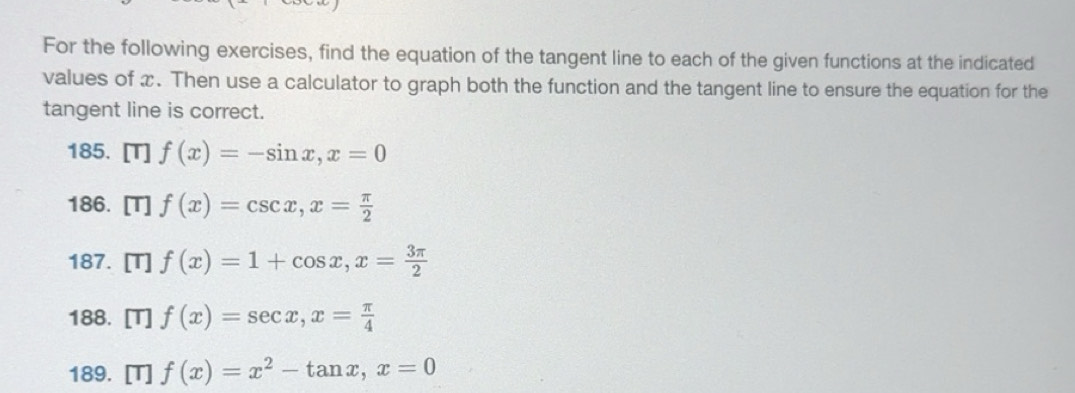 Solved: For the following exercises, find the equation of the tangent ...