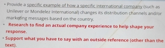 Solved: Provide a specific example of how a specific international ...
