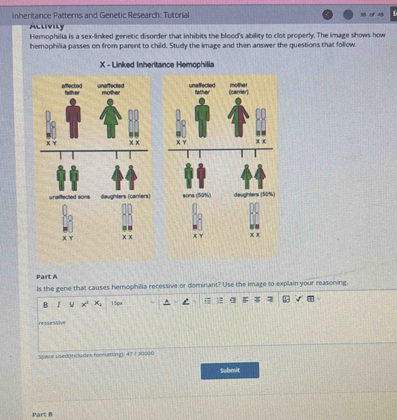 Solved: Inheritance Patterns and Genetic Research: Tutorial 36 of 46 t ...