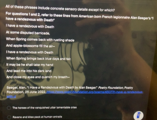 Solved: All of these phrases include concrete sensory details except ...