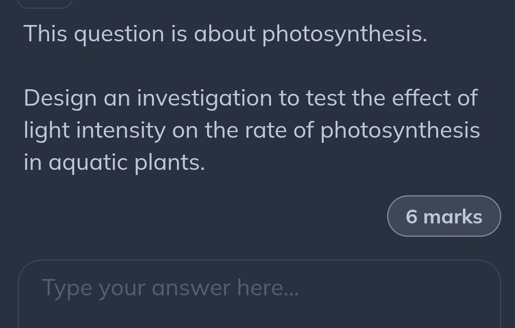 Solved: This question is about photosynthesis. Design an investigation ...