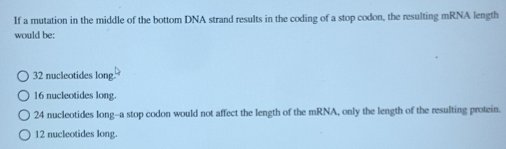 Solved: If a mutation in the middle of the bottom DNA strand results in ...