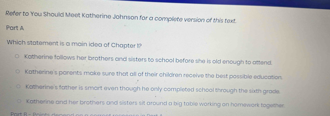 Solved: Refer to You Should Meet Katherine Johnson for a complete ...