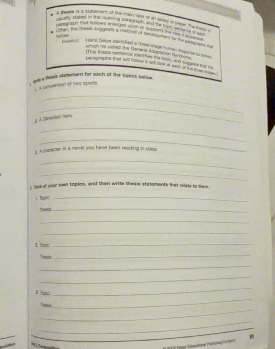 Solved: A thesis is a statement of the main idea of an essay or paper ...