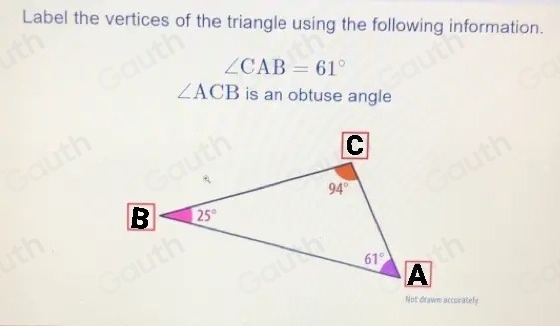 Solved: Label the vertices of the triangle using the following ...
