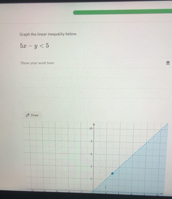 Solved: Graph the linear inequality below. 5x-y