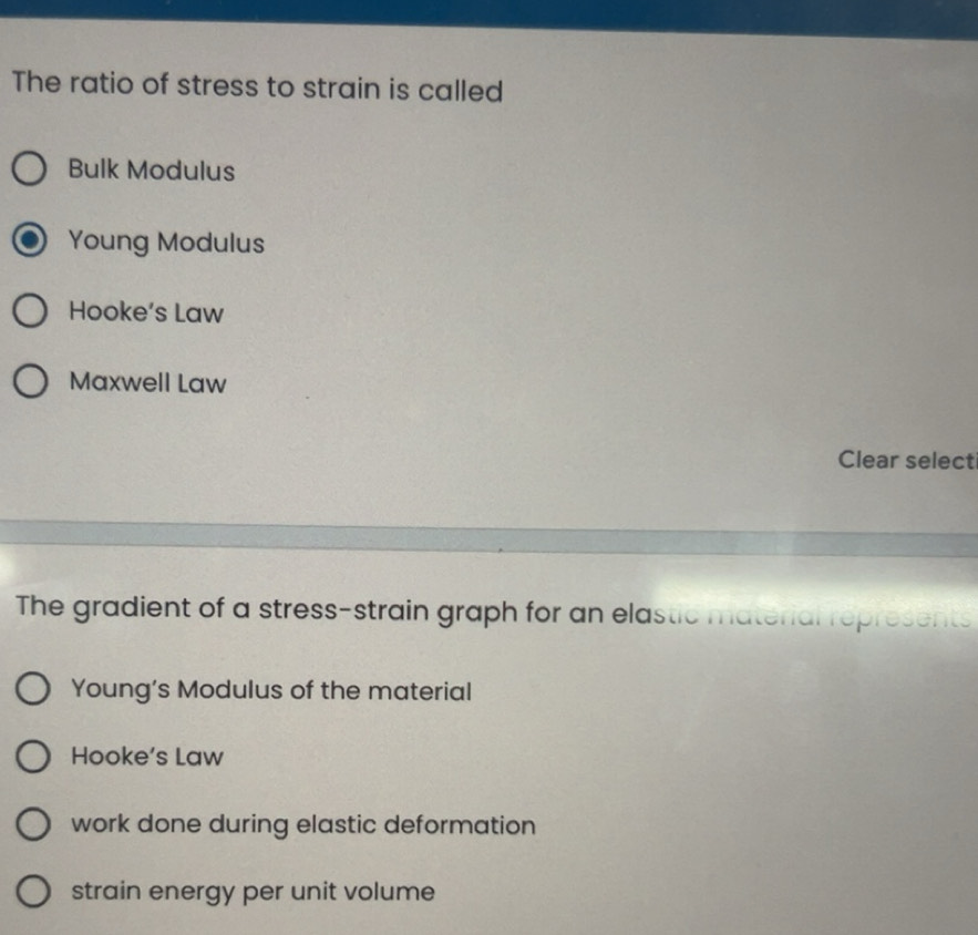 Selesai:The ratio of stress to strain is called Bulk Modulus Young ...