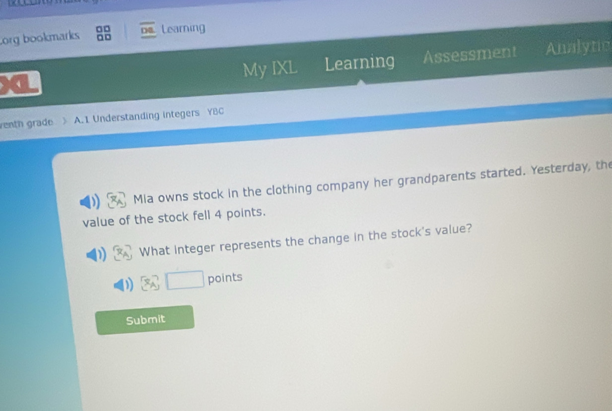 Solved: org bookmarks Learning My IXL Learning Assessment Analytic enth ...