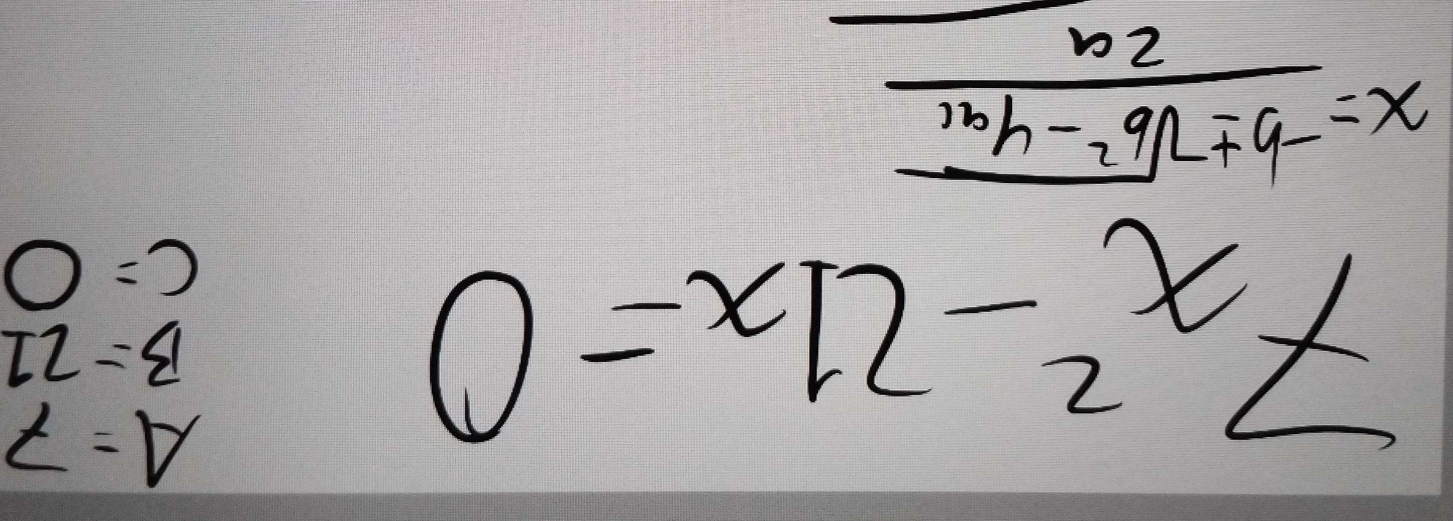 Resuelto:7x^2-21x=0 A=7 B=21 C=O x= (-b± sqrt(b^2-4ac))/2a