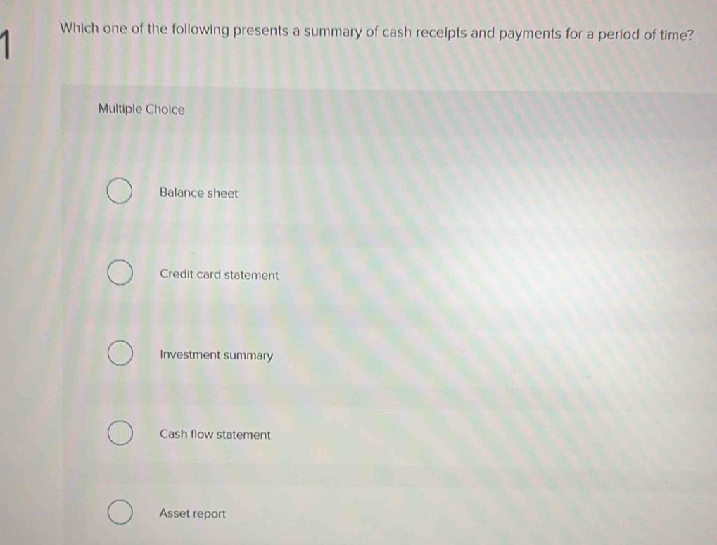 Solved: Which one of the following presents a summary of cash receipts ...