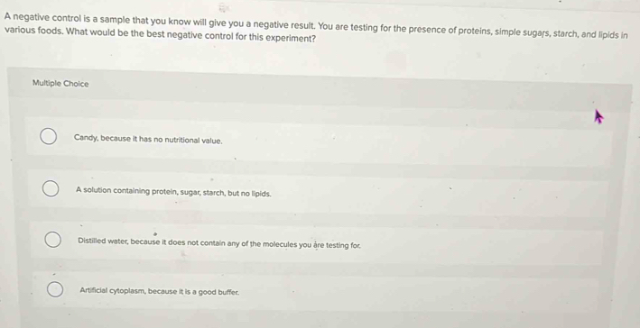 Solved: A negative control is a sample that you know will give you a ...