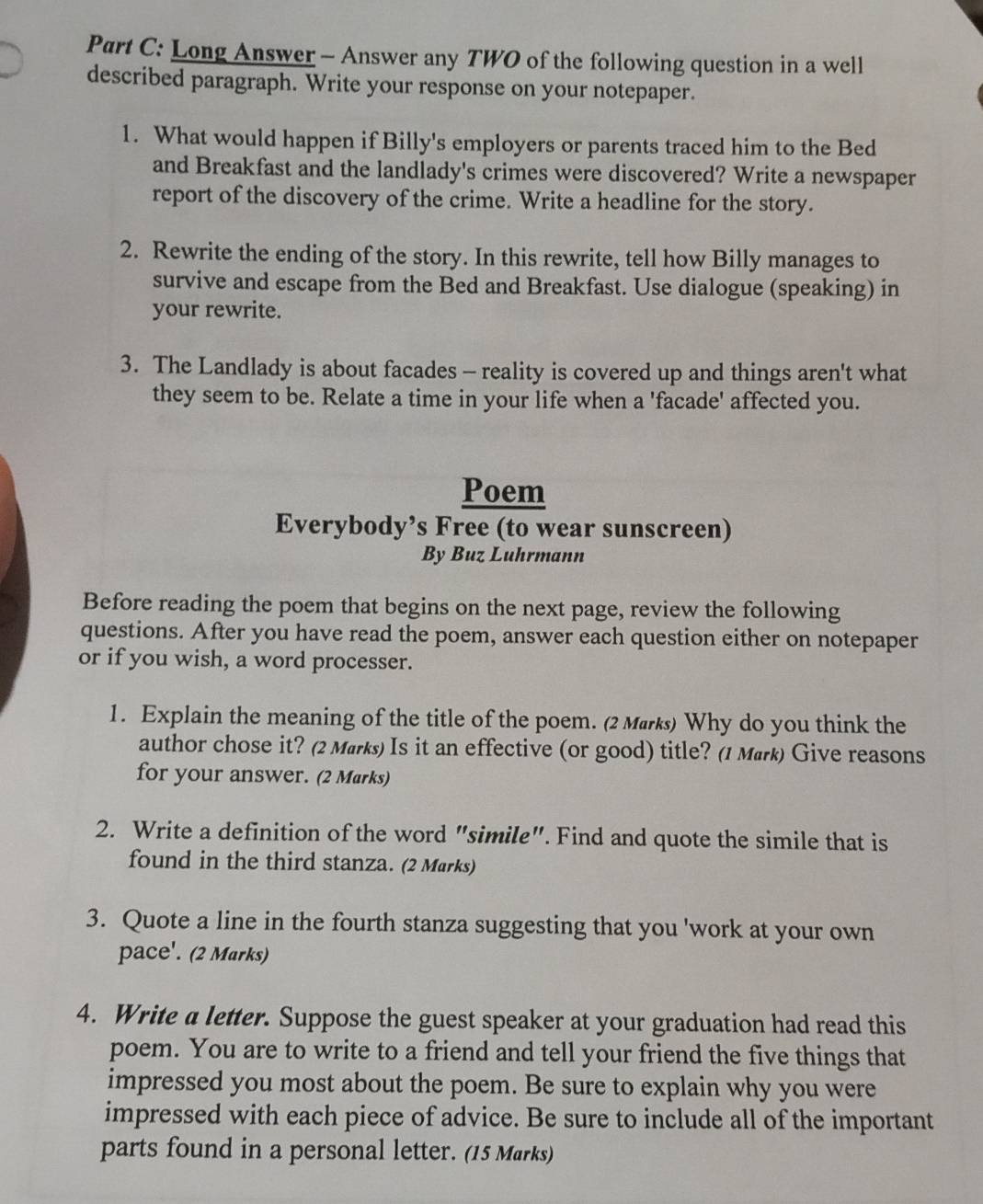 Solved: Long Answer - Answer any TWO of the following question in a ...
