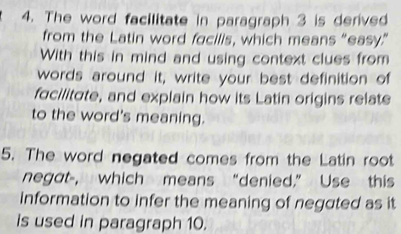 Solved: The word facilitate in paragraph 3 is derived from the Latin ...