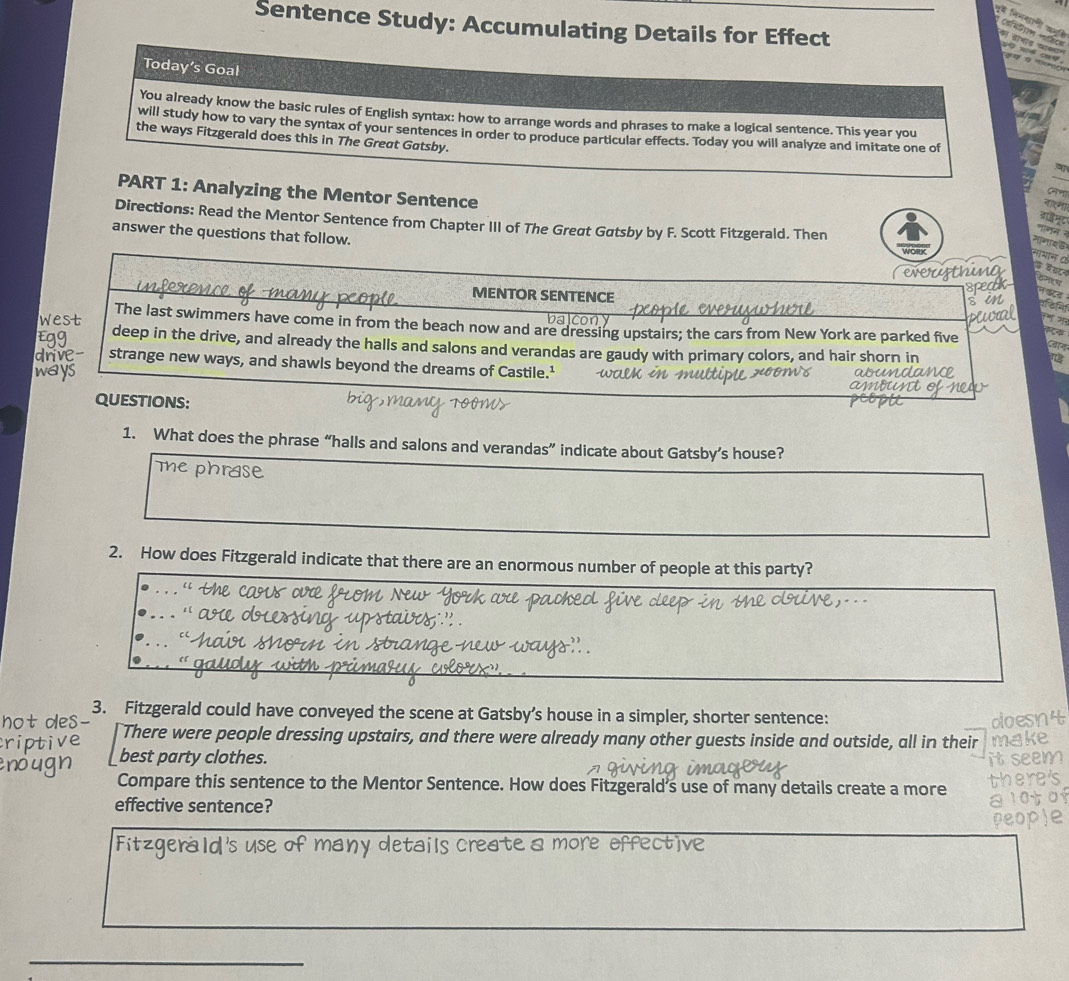Solved: Sentence Study: Accumulating Details for Effect e Today’s Goal ...