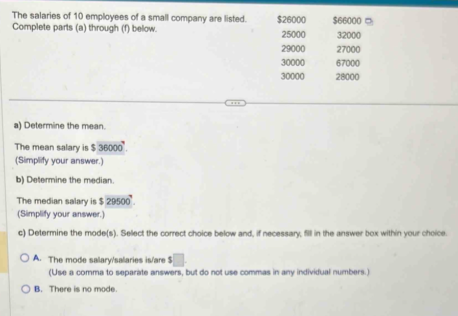 Solved: The salaries of 10 employees of a small company are listed ...