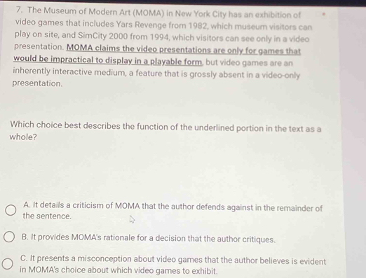 تم الحل:The Museum of Modern Art (MOMA) in New York City has an ...