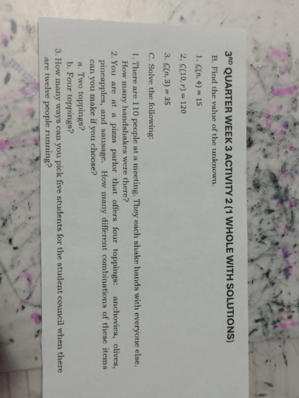 Solved: 3^(RD) QUARTER WEEK 3 ACTIVITY 2 (1 WHOLE WITH SOLUTIONS) B ...