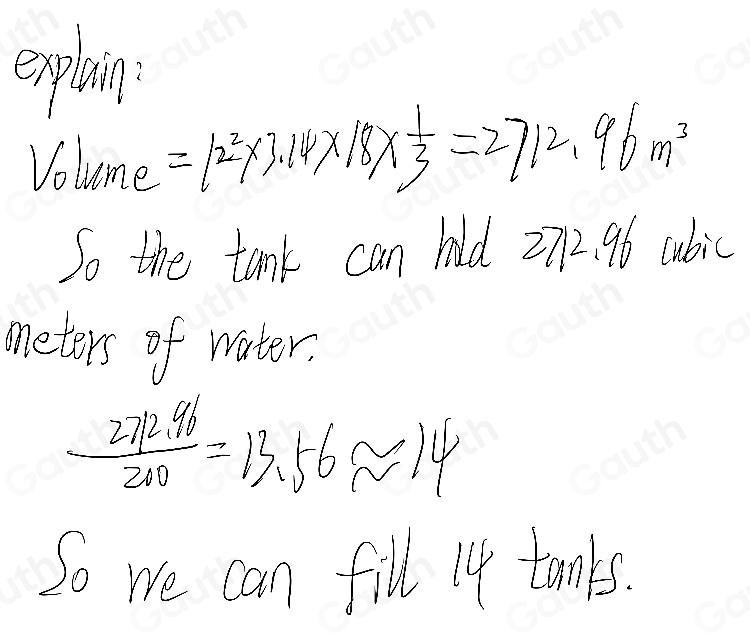 Solved: Water Tank A water tank is shaped like the cone shown here. How ...