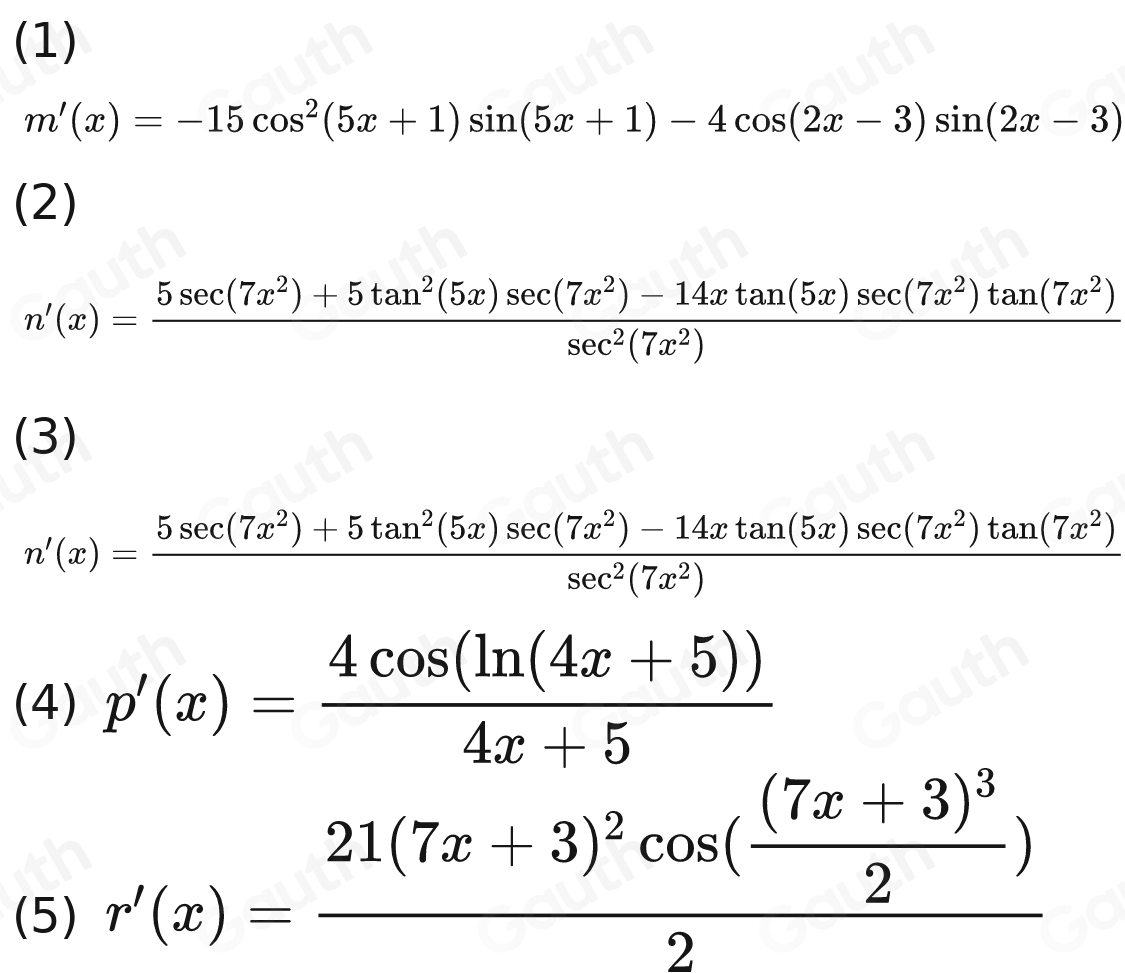 Solved: DERIVATIVE OF TRIGONOMETRIC FUNCTION Example: Find the derivative of the following ...