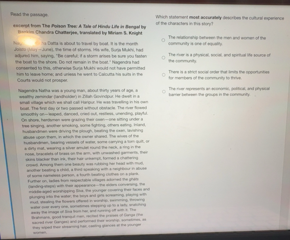 Solved: Read the passage. Which statement most accurately describes the ...