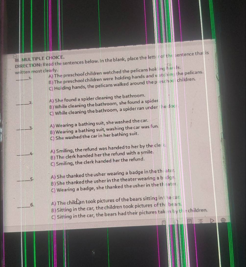Solved: III MULTIPLE CHOICE. DIRECTION: Read the sentences below. In ...