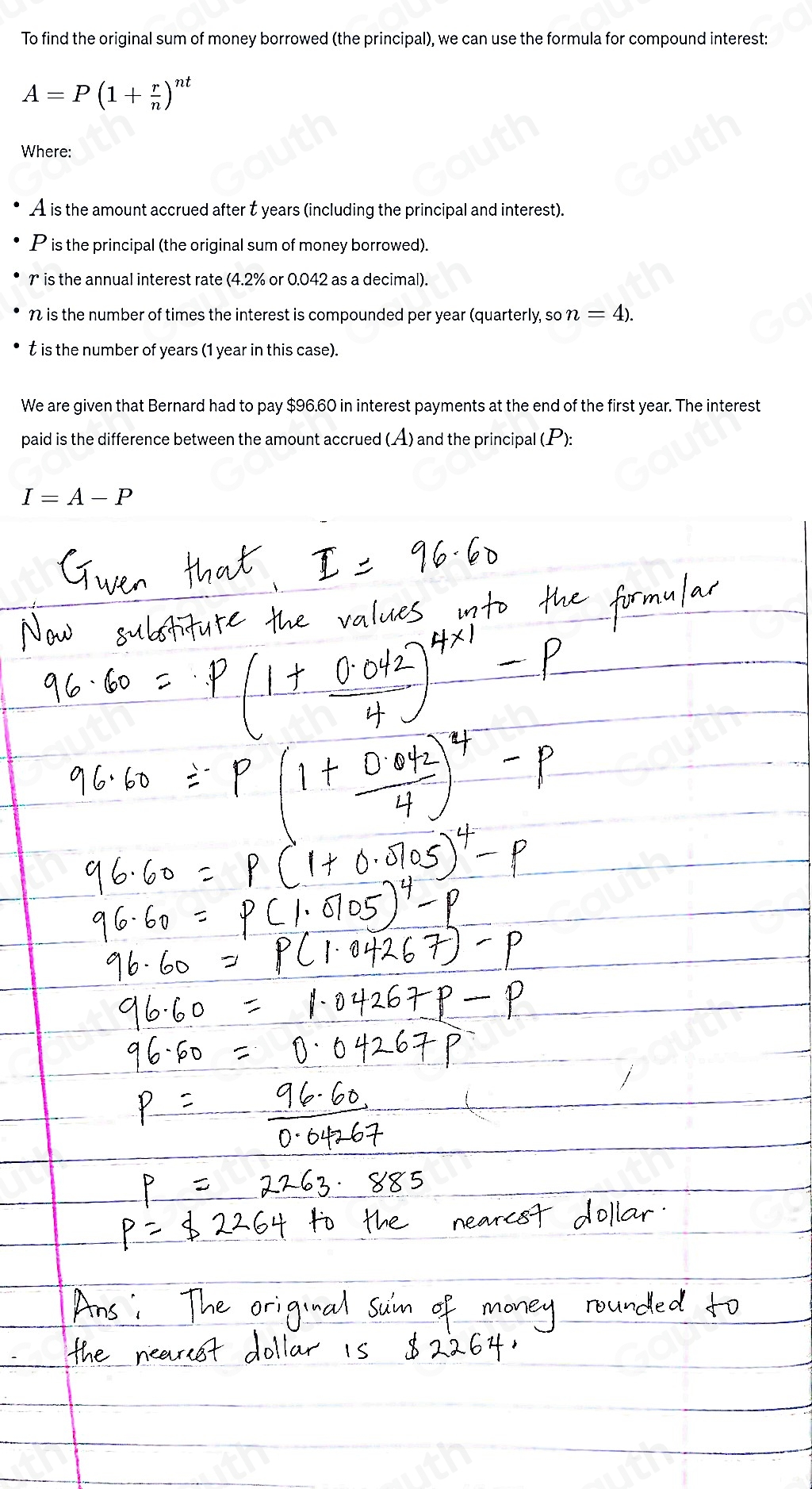 Telah dijawab:Bernard borrowed a sum of money from the bank which ...