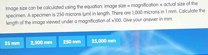 Solved: Image size can be calculated using the equation: image size ...