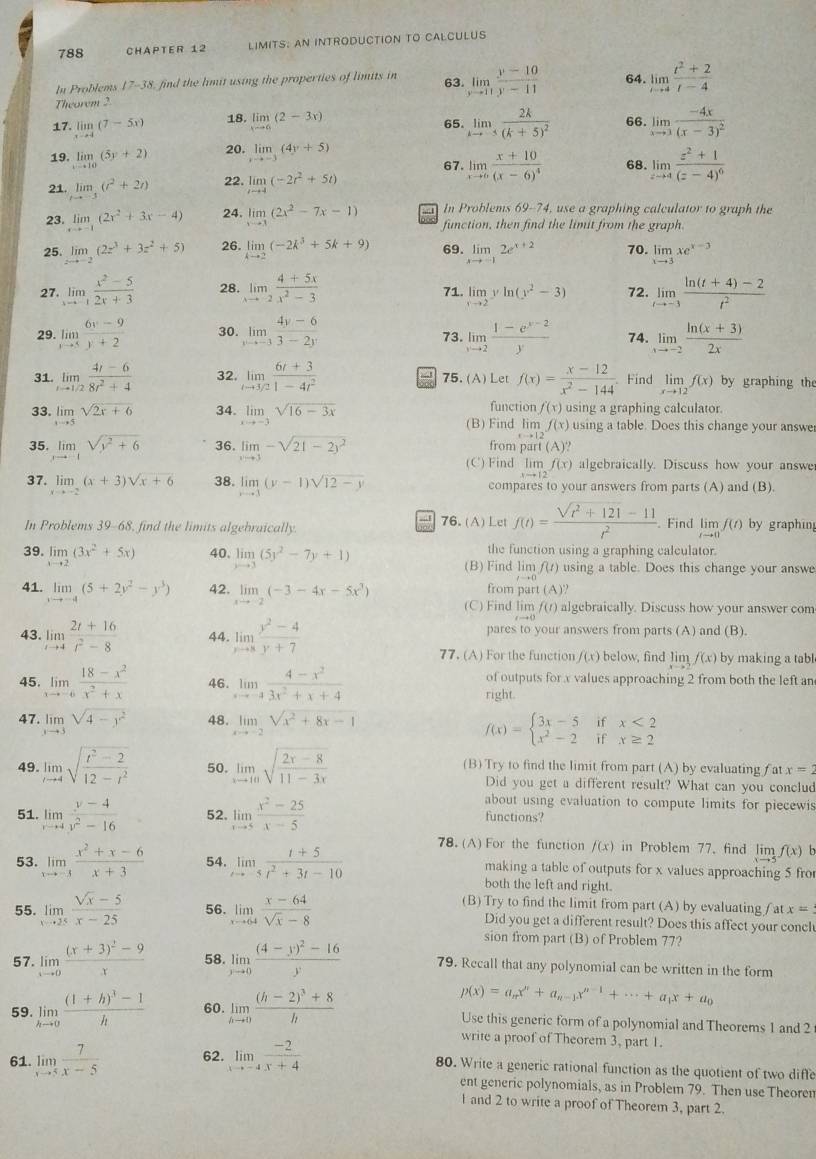 Solved: 788 CHAPTER 12 LIMITS: AN INTRODUCTION TO CALCULUS In Problems ...