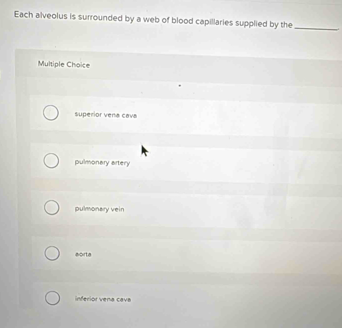 Solved: Each alveolus is surrounded by a web of blood capillaries ...