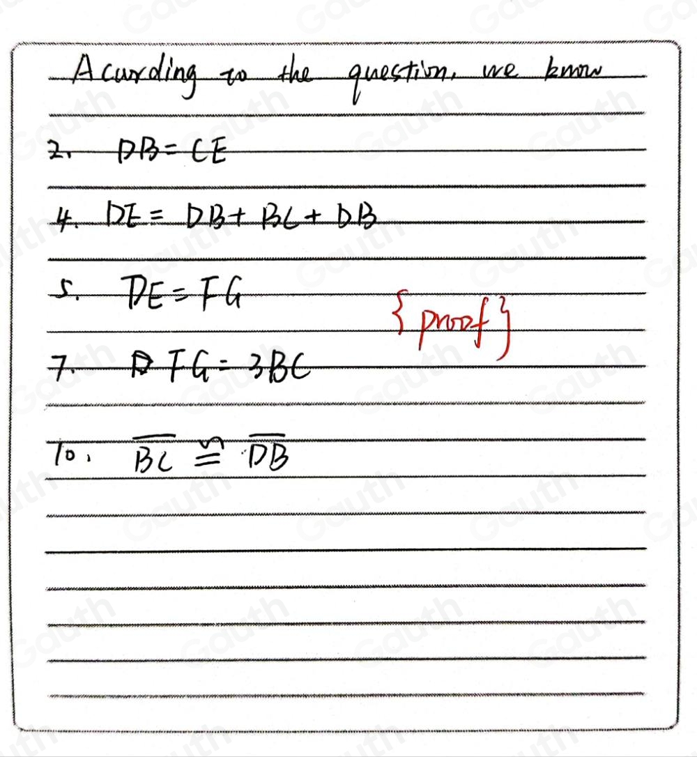 Solved: In the figure. DEGF is a rectangle overline DB≌ overline CE ...