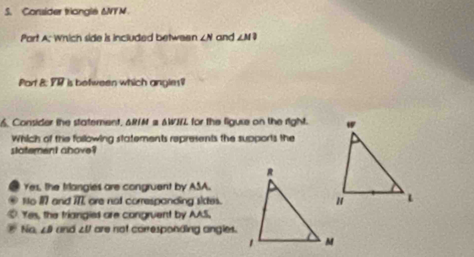 Solved: Corsider triangle ANYM Part A: Which side is included between ∠ ...